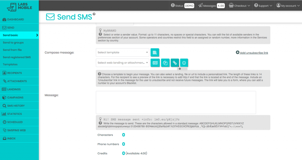 Shorten links in SMS messages – LabsMobile
